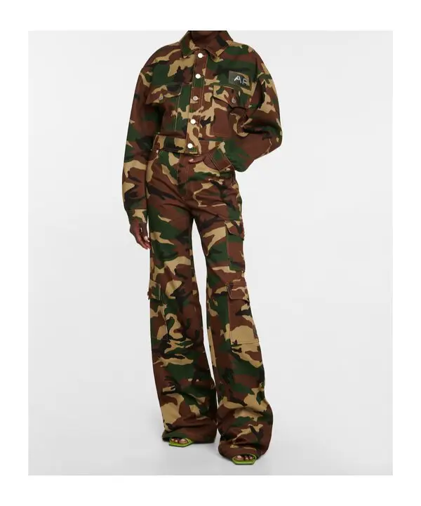 Alessandra Rich Camouflage Cotton Cargo Pants