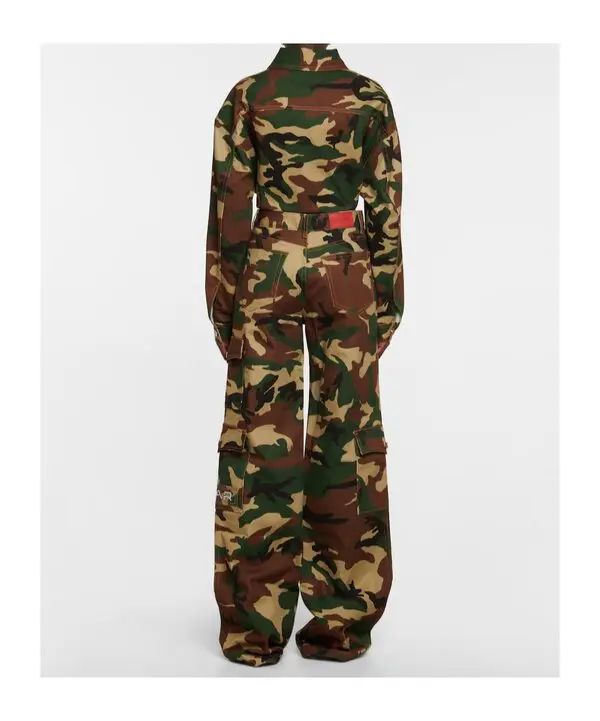 Alessandra Rich Camouflage Cotton Cargo Pants