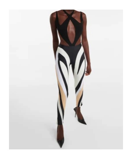 MUGLER Cutout Bodysuit - Black