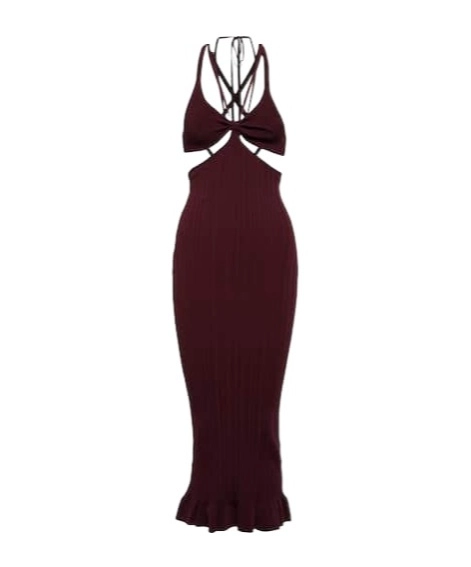Philosophy Di Lorenzo Serafini Cutout Ribbed-kit Bodycon Midi Dress - Brown