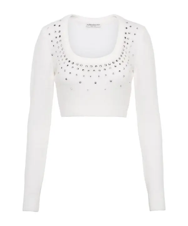 Alessandra Rich Crystal-embellished Knit Crop Top