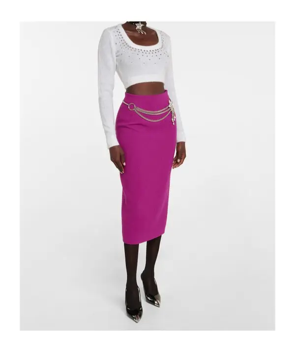 Alessandra Rich Crystal-embellished Knit Crop Top