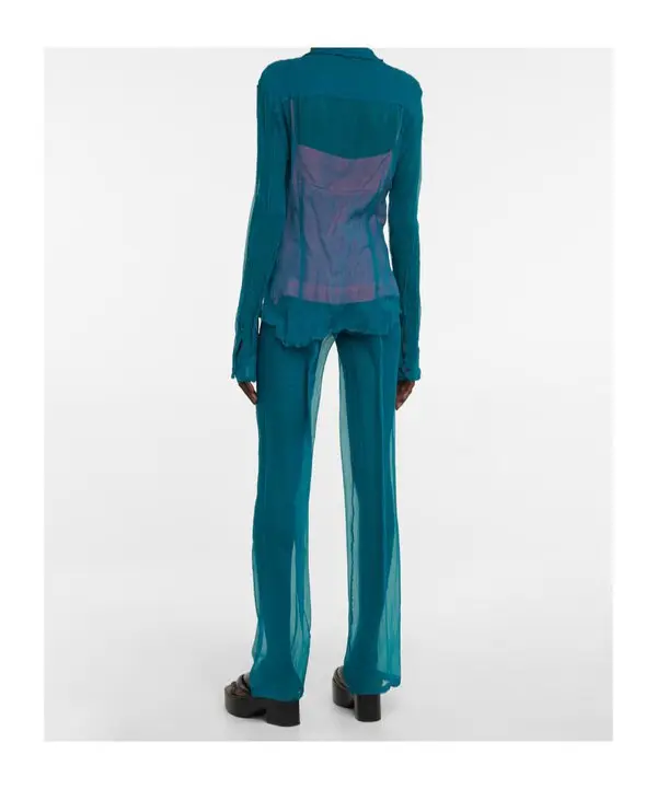 Dries Van Noten High-waisted Silk Straight-leg Pants