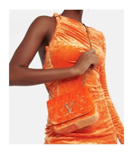 Versace Virtus Small Velvet Shoulder Bag