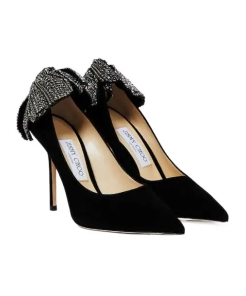 JIMMY CHOO Love 100 Embellished Suede Pumps - Black