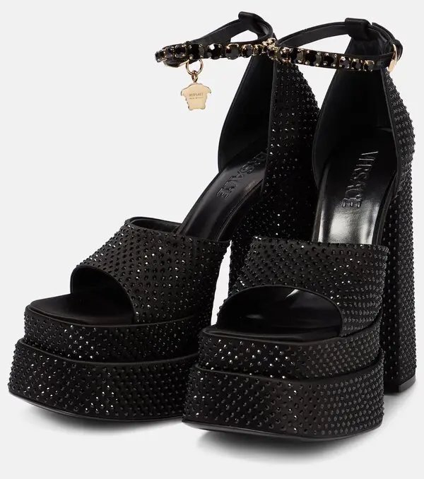 Versace Medusa Aevitas Embellished Platform Sandals