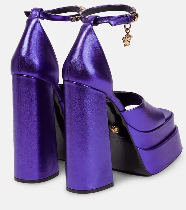 Versace Medusa Aevitas Leather Platform Sandals