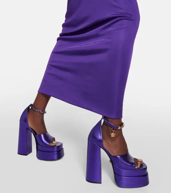 Versace Medusa Aevitas Leather Platform Sandals