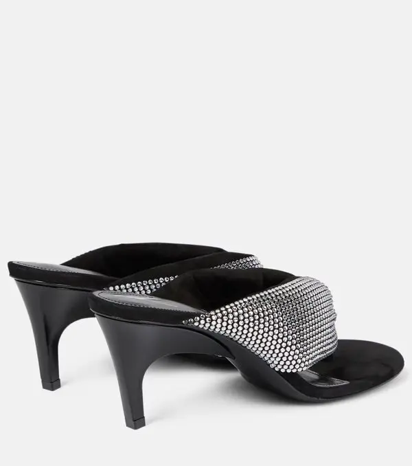 Attico Rem Satin Crystal-embellished Thong Sandals