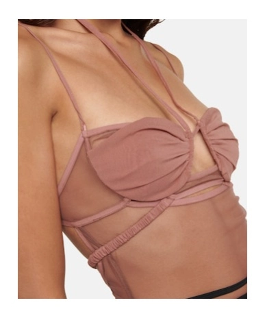 NENSI DOJAKA Cutout Tulle Bodysuit