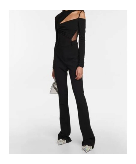 NENSI DOJAKA Asymmetric Tulle-paneled Bodysuit