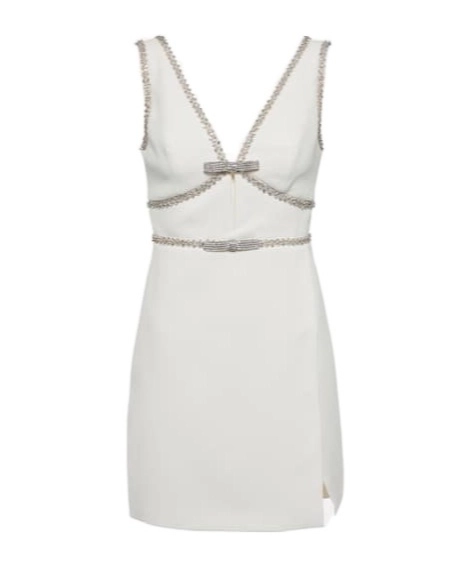 SELF-PORTRAIT Embellished Crêpe Minidress - White