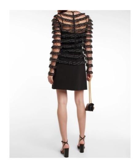 Red Valentino Point D'esprit Tulle And Georgette Blouse