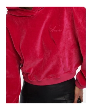 Amiri Cropped Velour Hoodie