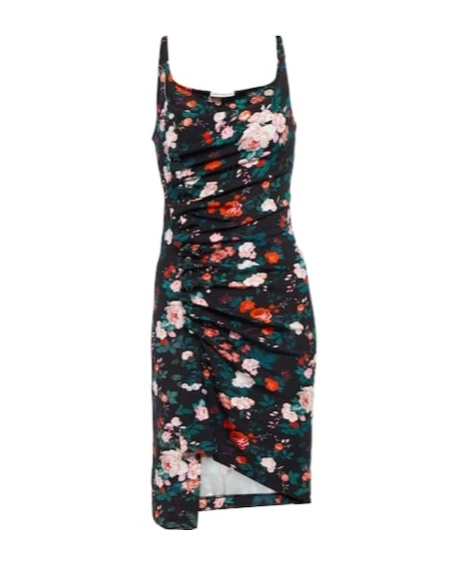 Rabanne Floral Ruched Jersey Minidress - Black