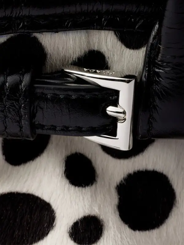 Prada Bonnie Small Printed Calf Hair And Leather Top Handle Bag - White