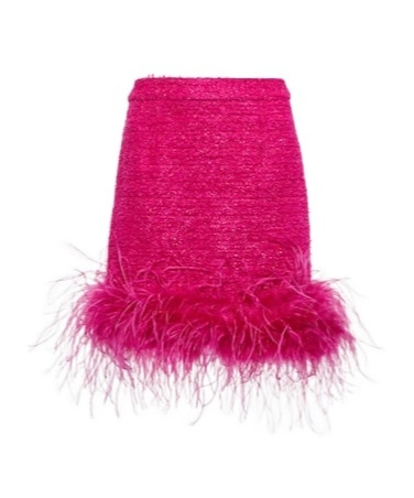 Rebecca Vallance Feather-trimmed Tweed Miniskirt - Pink