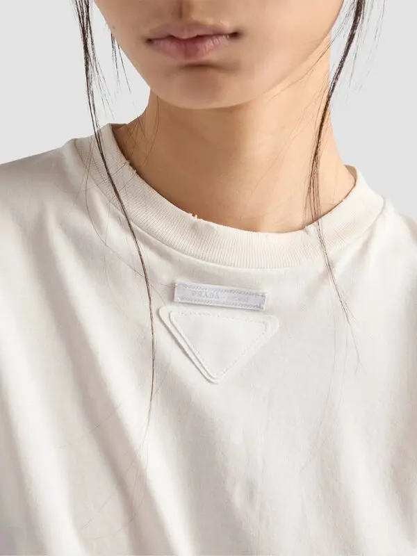 Prada Long-sleeved Gart-dyed Jersey T-shirt