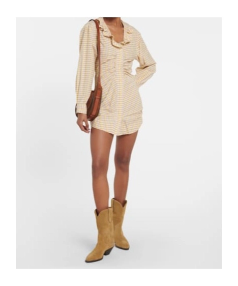 Isabel Marant Étoile Coral Checked Cotton And Silk Minidress