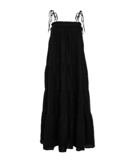 Velvet By Graham & Spencer Charlie Tiered Linen Maxi Dress - Black
