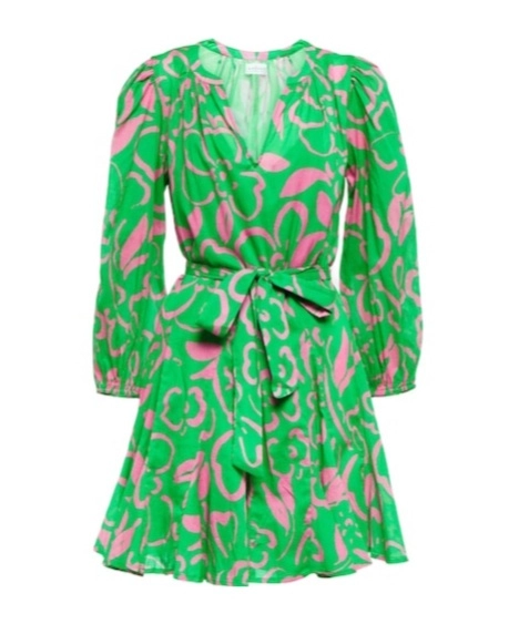 Velvet By Graham & Spencer Kiki Belted Floral Cotton Minidress - Green