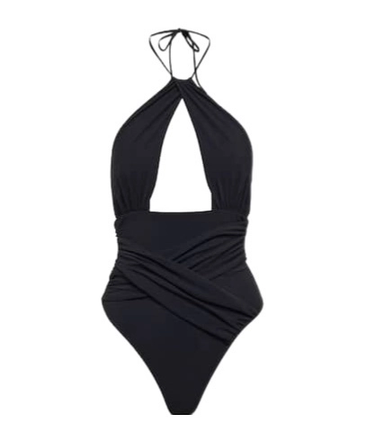 NENSI DOJAKA Cutout Ruched Halterneck Swimsuit