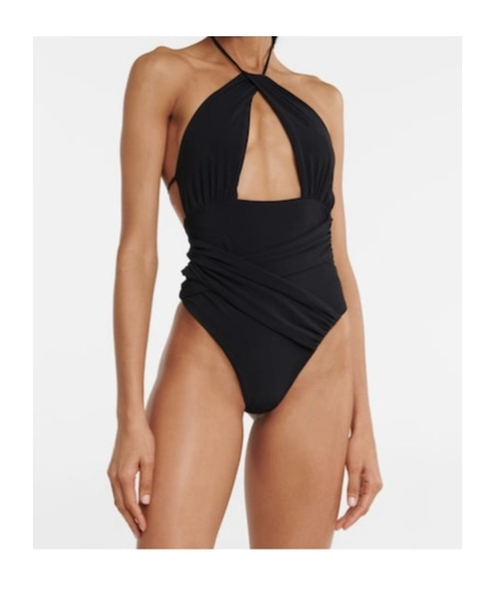 NENSI DOJAKA Cutout Ruched Halterneck Swimsuit