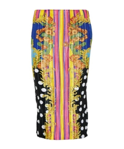 Versace Medusa Palm Springs Plisse Midi Skirt - Multicolor