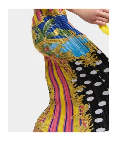 Versace Medusa Palm Springs Plisse Midi Skirt