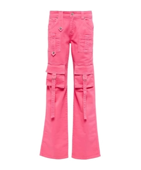 Blumarine Low-rise Denim Cargo Pants - Pink