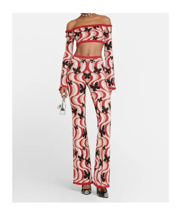 Alessandra Rich Printed High-rise Flare Pants