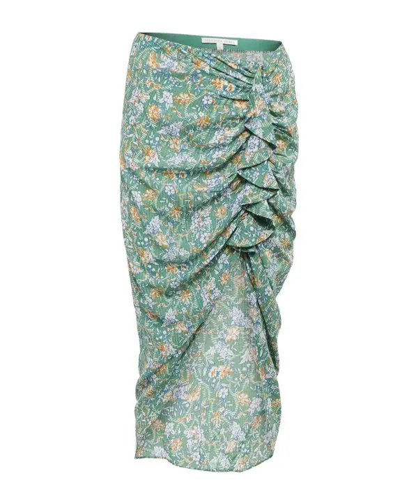 Veronica Beard Hazel Floral Asymmetric Midi Skirt - Green