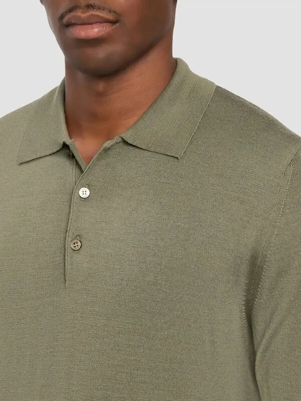Canali Merino Wool Long-sleeve Polo Shirt