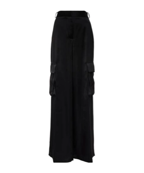 Versace High-rise Wide-leg Satin Cargo Pants - Black