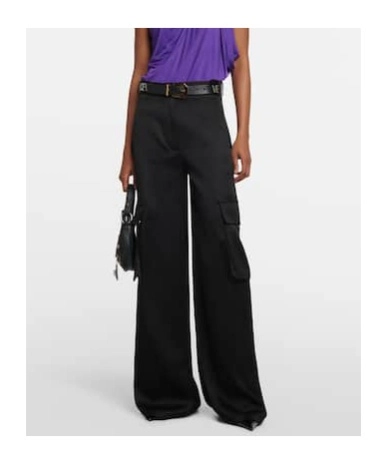 Versace High-rise Wide-leg Satin Cargo Pants