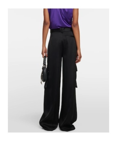 Versace High-rise Wide-leg Satin Cargo Pants
