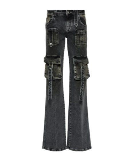 Blumarine Low-rise Denim Cargo Pants - Black