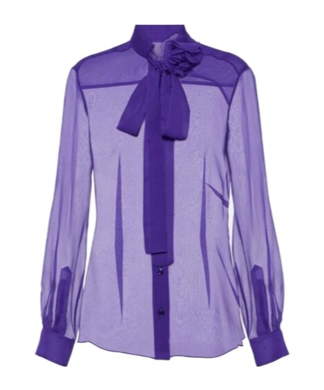 Dolce & Gabbana Silk Chiffon Shirt With Tie Collar - Blue