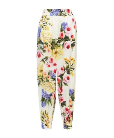 Dolce & Gabbana Floral Cotton Poplin Tapered Pants - Multicolor