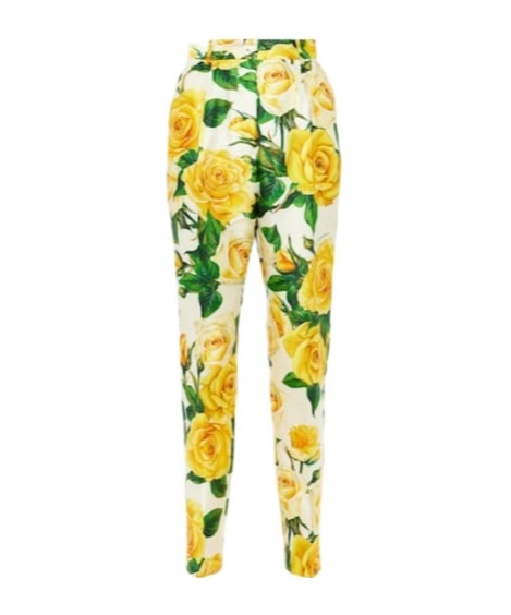Dolce & Gabbana Floral High-rise Silk-blend Straight Pants - Yellow