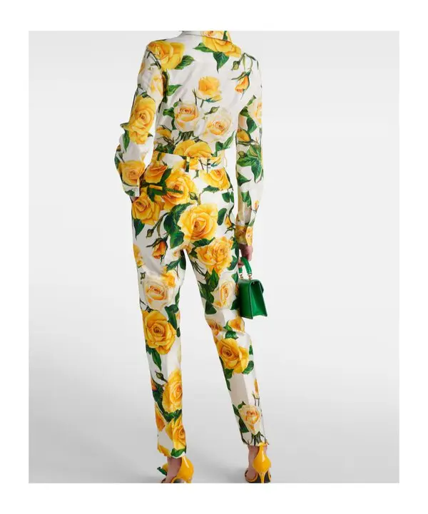 Dolce & Gabbana Floral High-rise Silk-blend Straight Pants