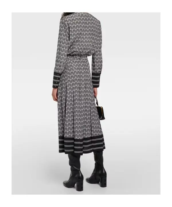 Veronica Beard Norris Logo Silk-blend Midi Skirt