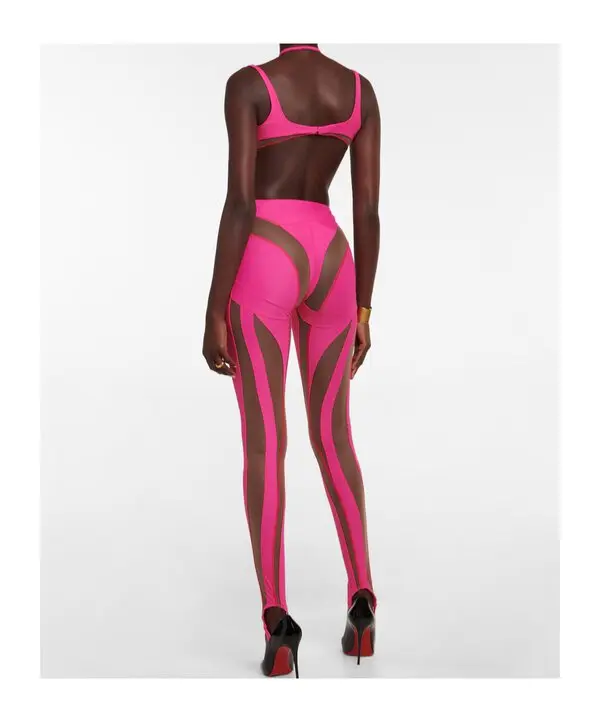 MUGLER Cutout Bodysuit - Pink