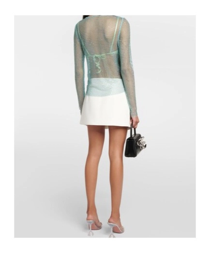 SELF-PORTRAIT Crystal-embellished Mesh Top