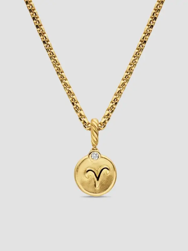 David Yurman Petite Aries Amulet In 18k Yellow Gold With 10.4mm - Diamond