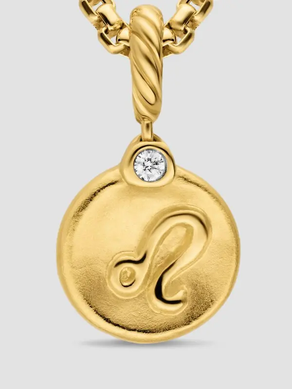 David Yurman Petite Leo Amulet In 18k Yellow With Diamond, 10.4mm