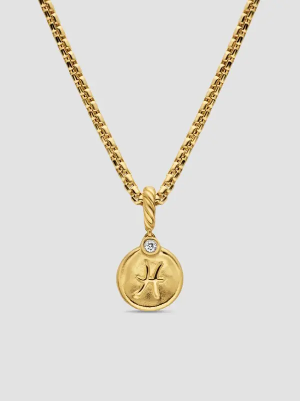 David Yurman Petite Pisces Amulet In 18k Yellow With Diamond, 10.4mm - Gold