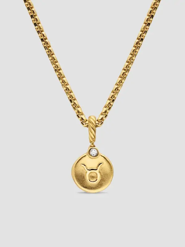 David Yurman Petite Taurus Amulet In 18k Yellow With Diamond, 10.4mm - Gold