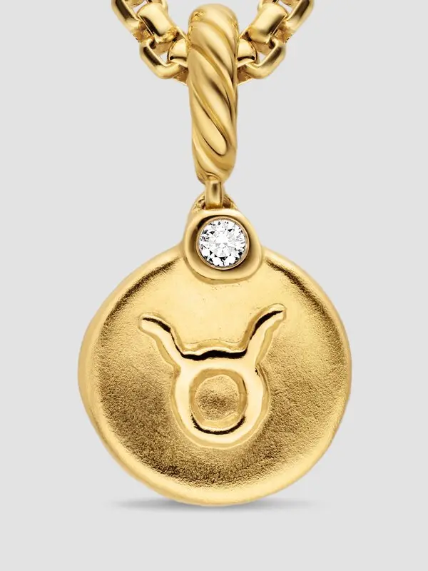 David Yurman Petite Taurus Amulet In 18k Yellow With Diamond, 10.4mm
