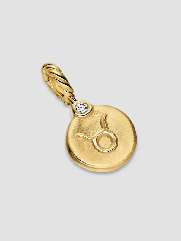 David Yurman Petite Taurus Amulet In 18k Yellow With Diamond, 10.4mm